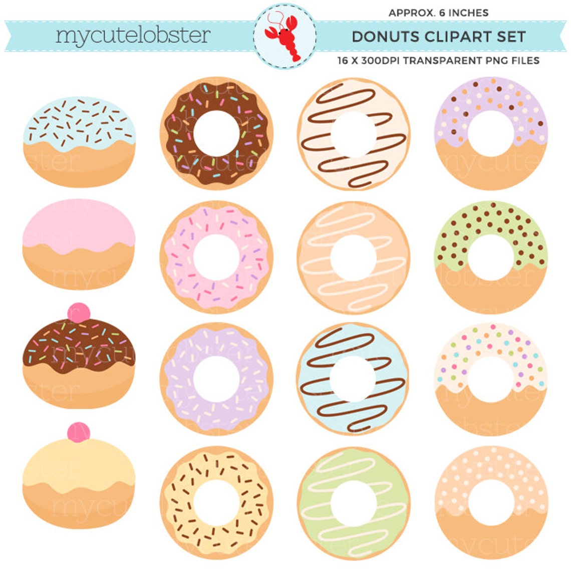 Pastel Donuts Clipart Set Donuts Doughnuts Cute Donut Clip | Etsy