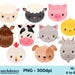 Farm Animal Faces Clipart Set - Animal Faces, Farmyard, Farm, Cow ...