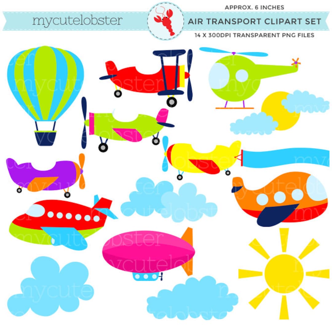 Air Transport Clipart Set ClipArt Set aus Lufttransport, Transport ...
