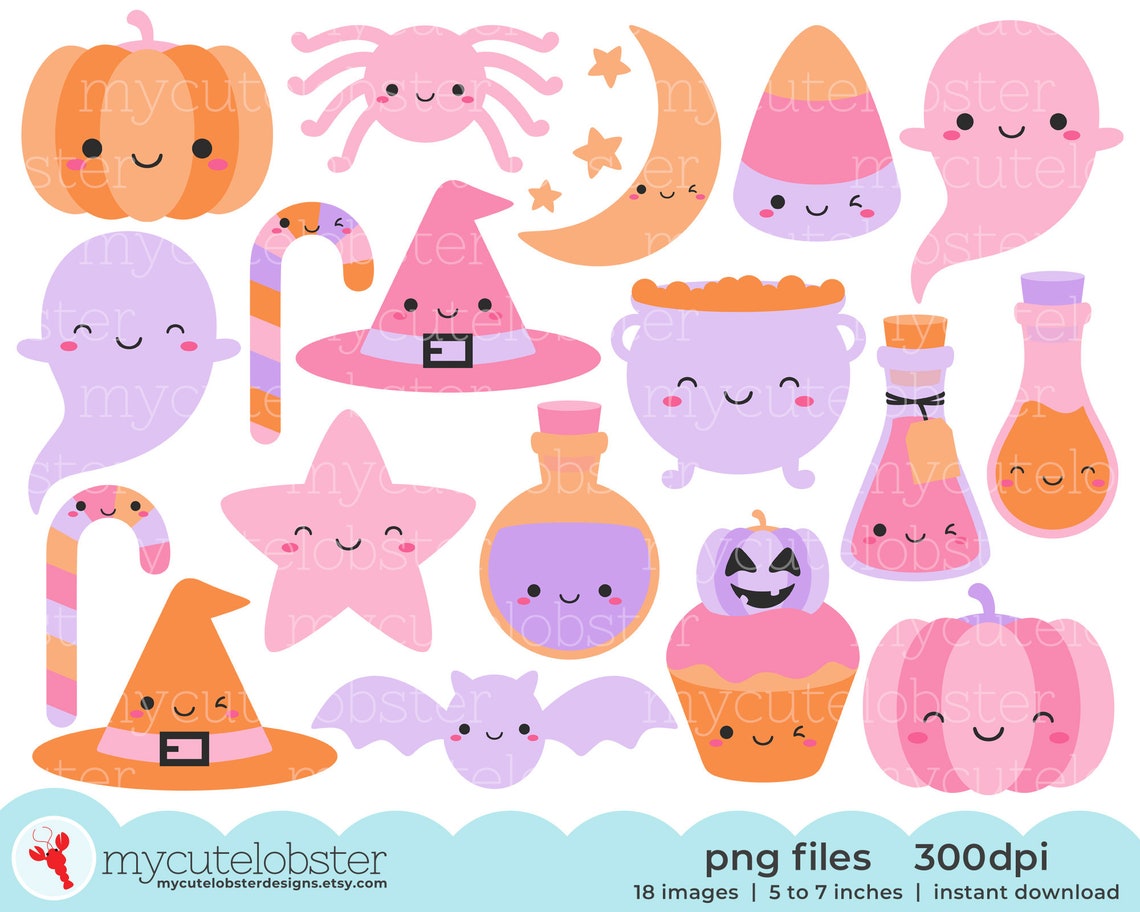Fun Cute Halloween Clipart Cute Halloween Clipart Set - Etsy