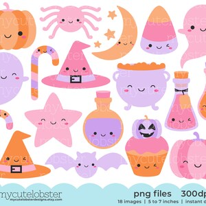 Fun Cute Halloween Clipart Cute Halloween Clipart Set, Ghosts, Potions ...