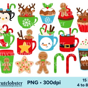 Christmas Mugs Clipart - Set of Christmas Food, Festive Clip Art ...