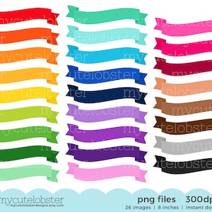 Banners Clipart - Rainbow Banner Clip Art, Party Graphics, PNG Digital ...