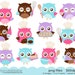 Baking Owls Clipart Set Clip Art Set of Cute Owls Baking, Whisk, Chef ...