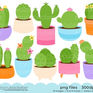 Potted Cactus Clipart Set of Cactus, Cacti, Potted Plants, Houseplants ...