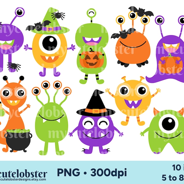 Monster Clipart - Etsy