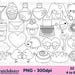 Valentine's Digital Stamps, Love Clipart Set of PNG Outlines for ...
