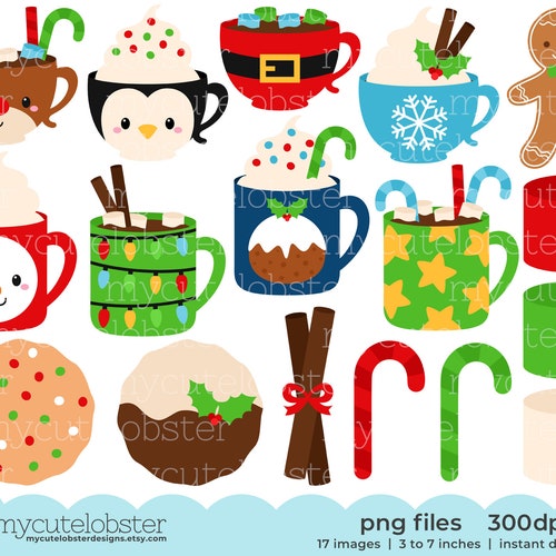 Digital Clipart-christmas Cocoa-hot Chocolate-holiday - Etsy