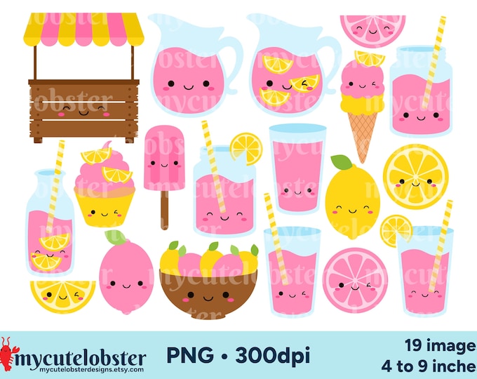 Watercolor Pink Lemonade Clipart, Pink Lemonade Birthday, Pink Lemonade ...