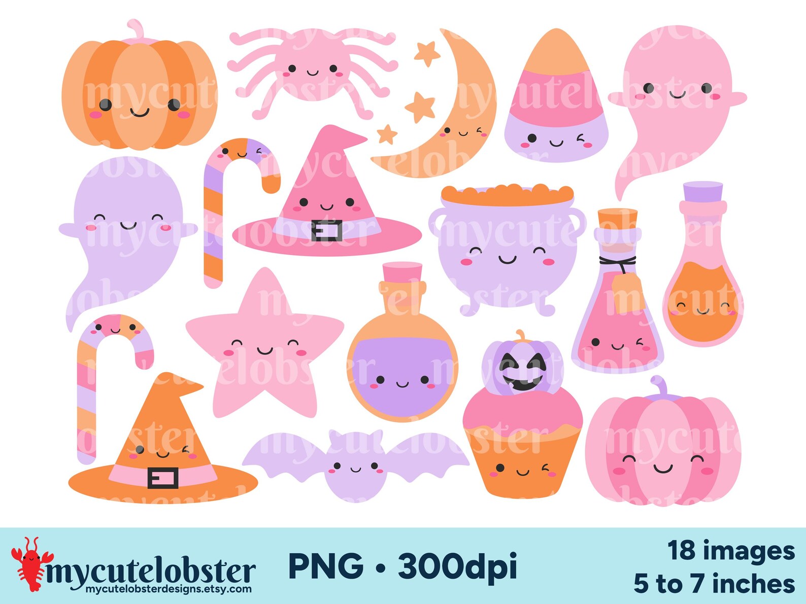 Fun Cute Halloween Clipart - Cute Halloween Clipart Set, Ghosts ...