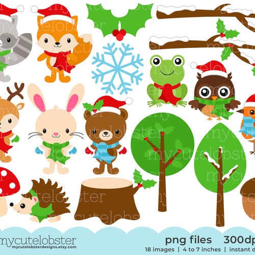 Forest Friends Clipart Set Clip Art Set of Animals Fox - Etsy