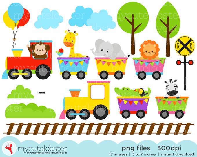 Zoo Train Clipart / Animal Train Clipart / Zoo Clipart / Baby Shower ...