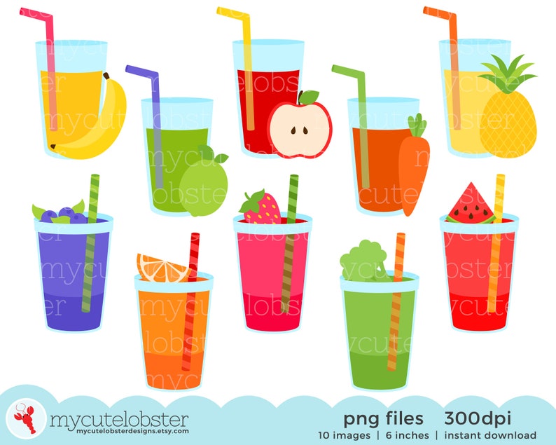 Fresh Smoothies Clipart Set Clip Art Set of Fruit Drinks - Etsy