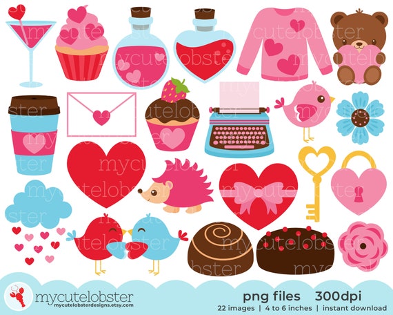 Valentine's Clipart Love Hearts Romance | Etsy