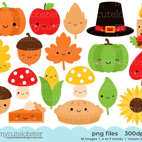 Cute Thanksgiving Clipart Happy Thanksgiving Clip Art Cute - Etsy