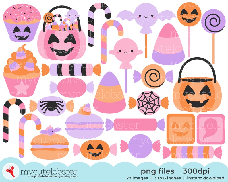 Fun Halloween Candy & Treats Clipart Candy Clip Art Sweets - Etsy