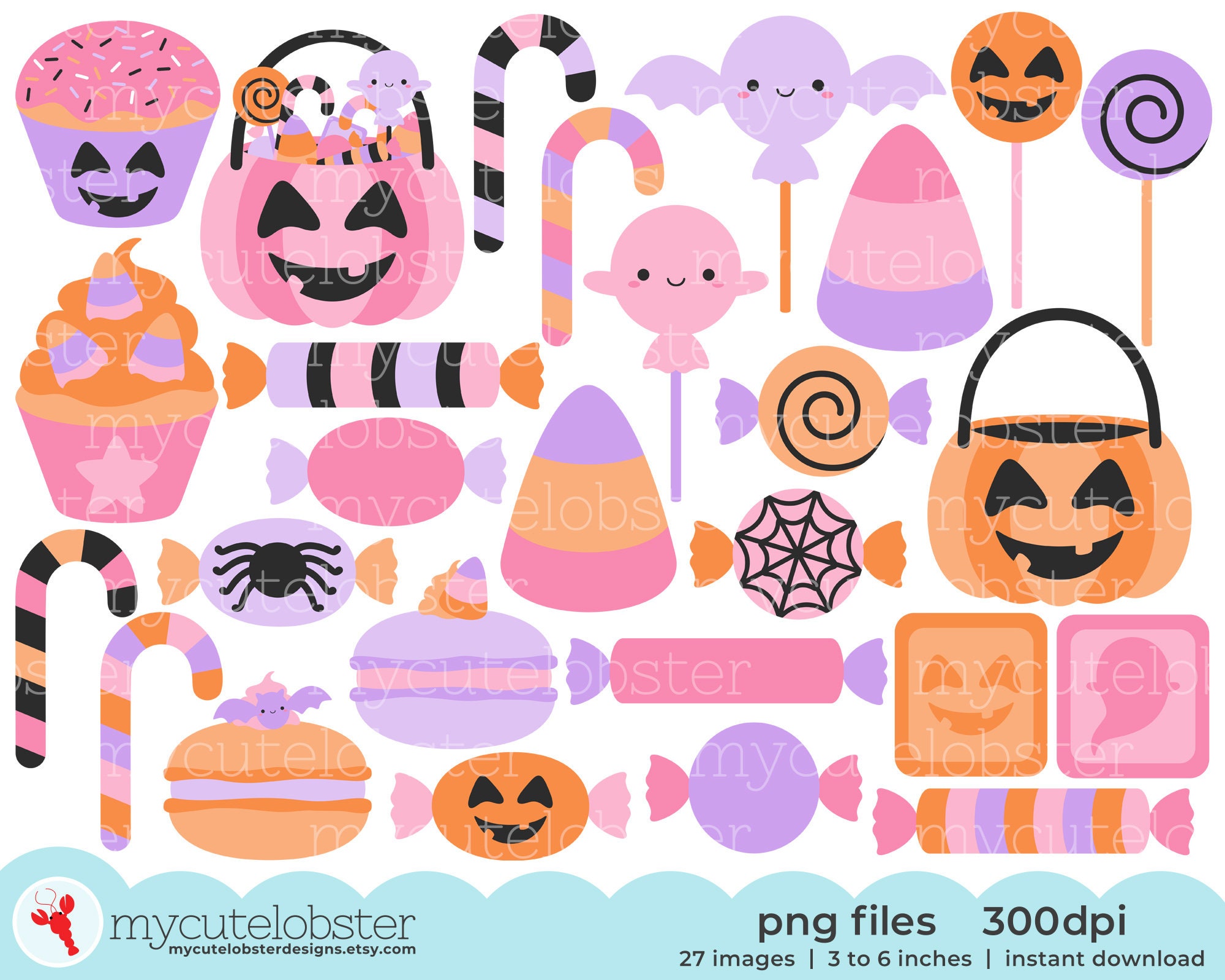 Fun Halloween Candy & Treats Clipart Candy Clip Art Sweets - Etsy