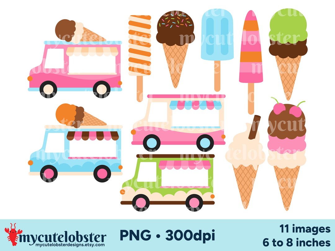 Ice Cream Truck Clipart - Summer Dessert Clip Art, Food Graphics, PNG ...