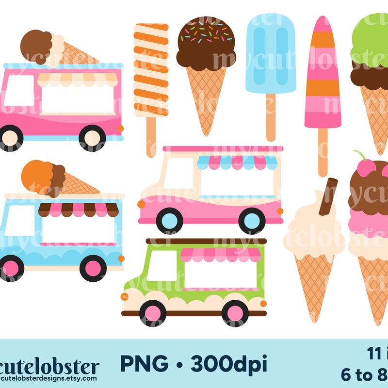 Ice Cream Truck Clipart - Etsy