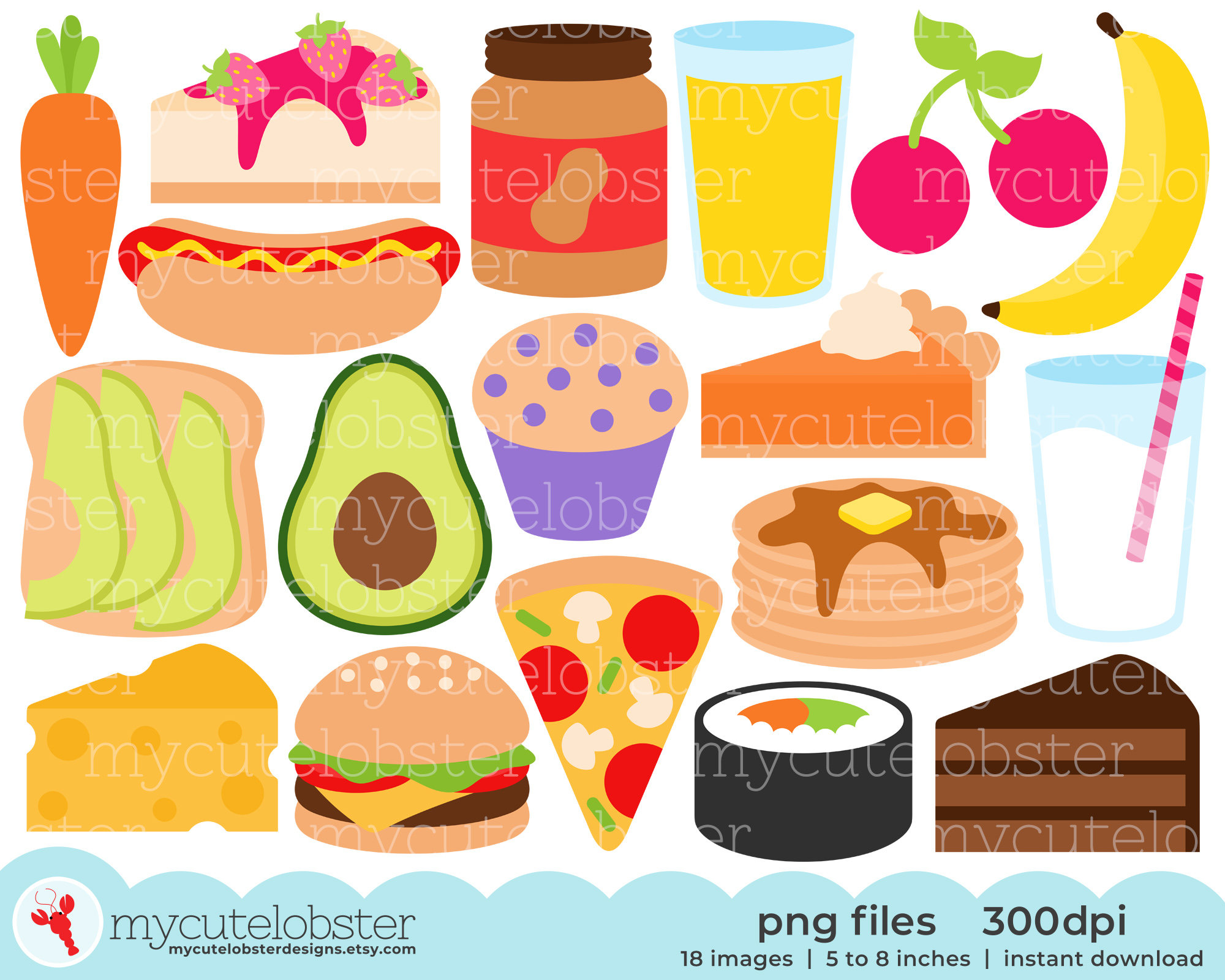 Food Assortment Clipart Set of Food Burger Pizza - Etsy Australia