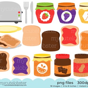 Toast Clipart Toaster, Breakfast, Jam, Jelly, Peanut Butter, Toast Clip ...
