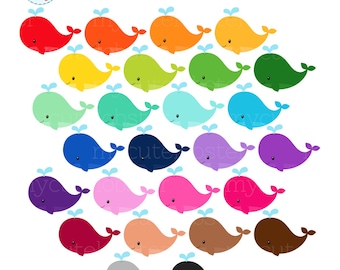 Whales Clip Art Set - Etsy