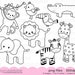 Baby Safari Animals Digital Stamps Outlines, Line Art, Giraffe, Monkey ...