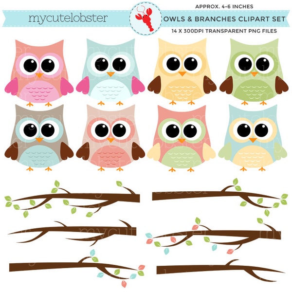 Cute Owl Clip Art - Etsy