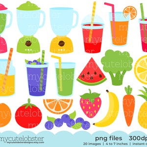 Smoothies Clipart Set of Blenders, Fruits, Vegetables, Drinks Clip Art ...