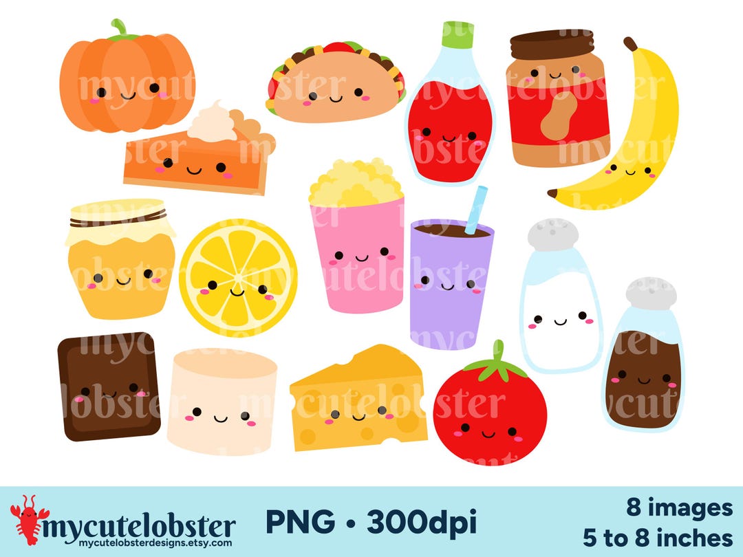 Cute Food Pairs Clipart - Friendship Food, Taco, Cheese, Soda, Popcorn ...
