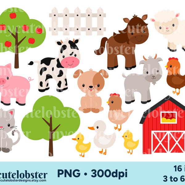 Farm Animal Clipart - Etsy