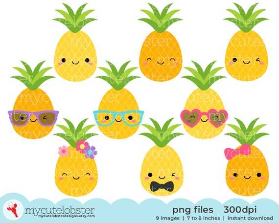 Cute Pineapples Clipart Juego De Piñas Divertidas Imágenes Etsy México