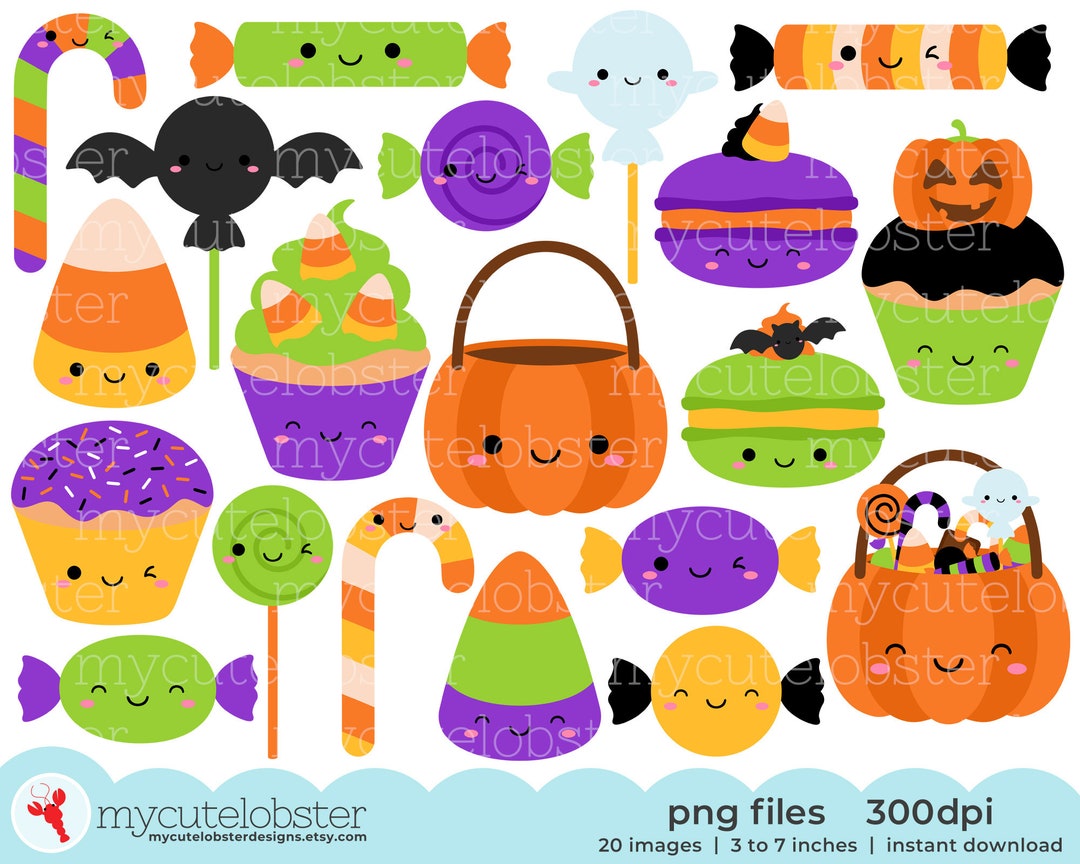 Cute Halloween Candy & Treats Clipart Halloween Clip Art, Candy ...