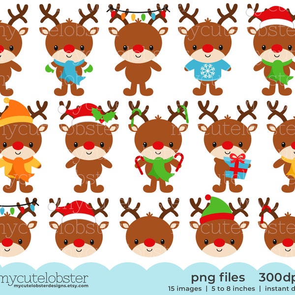 Reindeer Clipart - Etsy