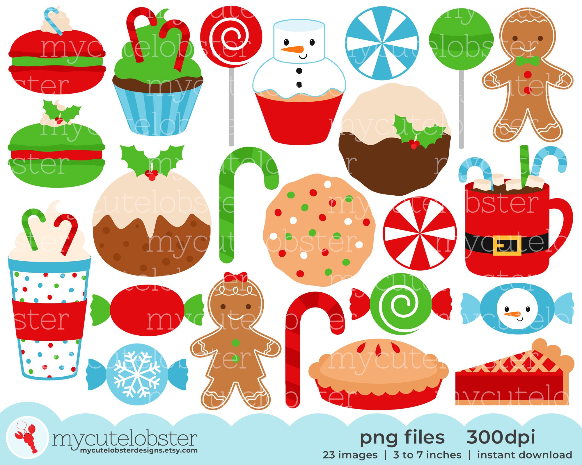 Christmas Treats Clipart Set of Christmas Food Sweets - Etsy