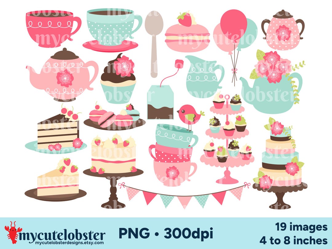 Tea Clipart - Afternoon Tea Clipart Set, Tea Party Clipart, Cute Tea ...