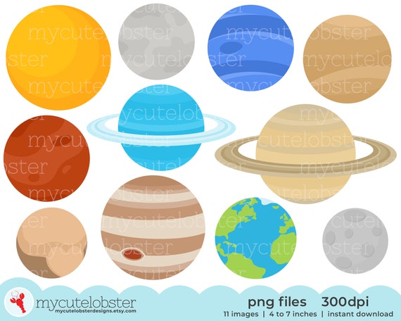 Solar System Clipart Clip Art Set of the Planets Earth - Etsy UK