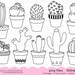 Cactus Digital Stamps Cactus Line Art Outlines Digi Stamp | Etsy