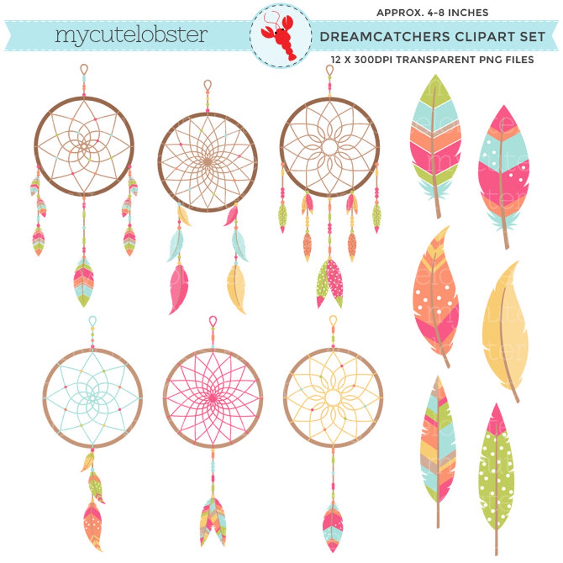 Dreamcatchers Clipart Set Clip Art Set of Dreamcatchers - Etsy
