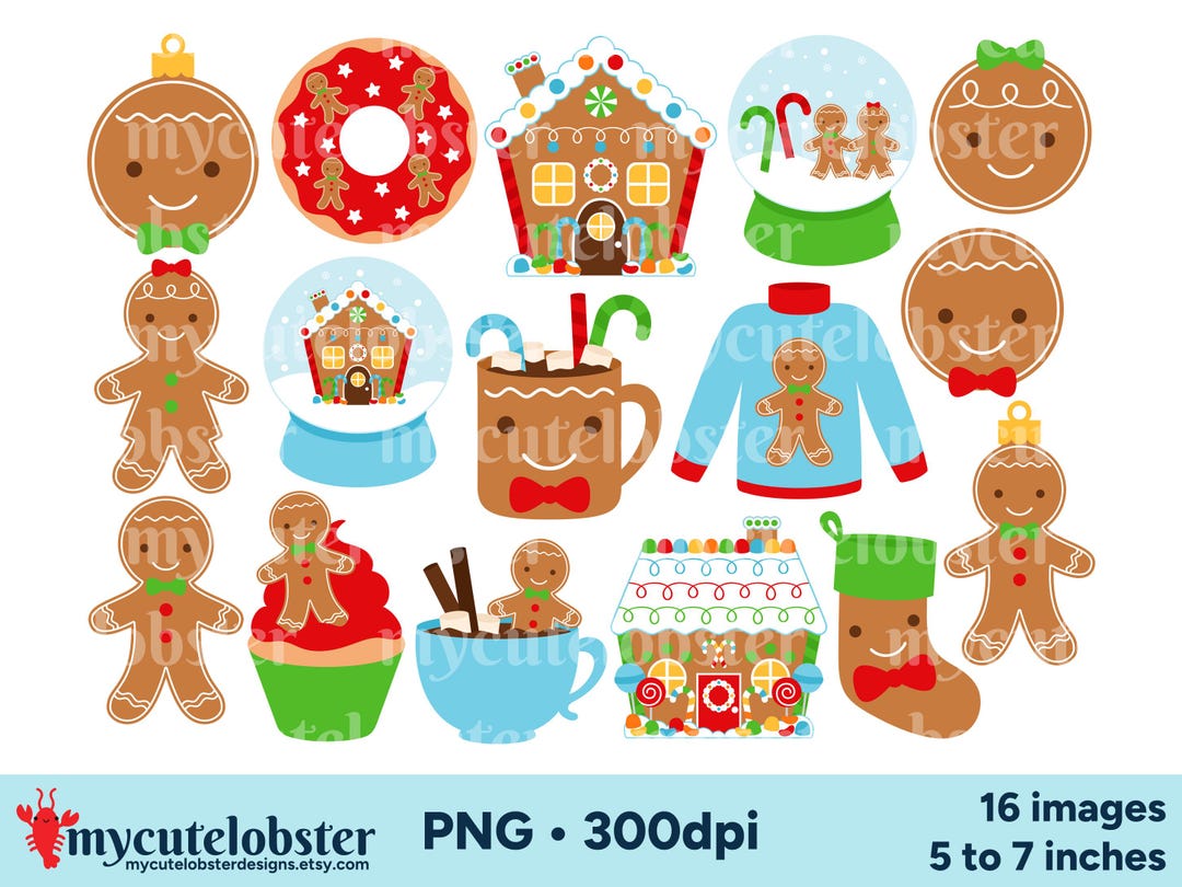 Gingerbread Clipart - Christmas Clip Art, Festive Food Graphics, PNG ...