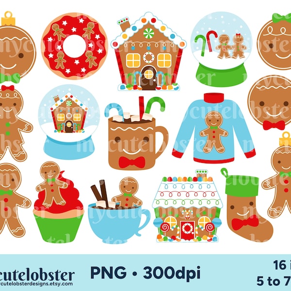 Gingerbread Clipart - Etsy