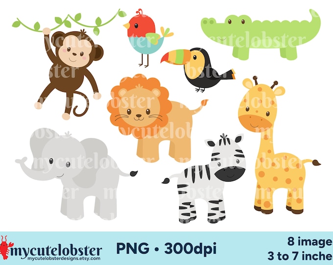 Safari Animals Clipart Bundle,africa Animals Clipart Set,wild Animals ...