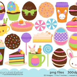 Easter Treats Clipart Set of Easter Food, Easter Eggs, Macarons ...