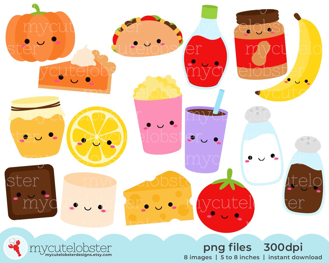 Cute Food Pairs Clipart Friendship Food, Taco, Cheese, Soda, Popcorn ...