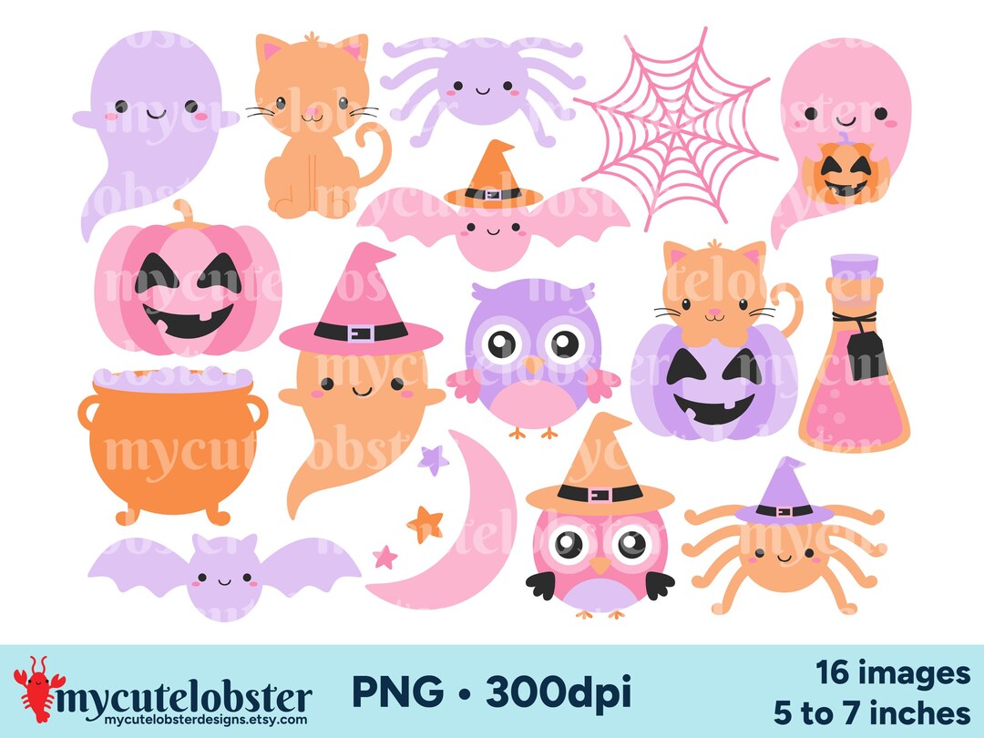 Fun Halloween Clipart - Cute Ghosts, Cute Halloween Clip Art Set, Bats ...