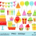 Rainbow Party Clipart, Birthday Party Clipart, Birthday Clipart, Party ...