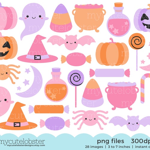 Cute Halloween Clipart Commercial Use Kids Fun Halloween - Etsy