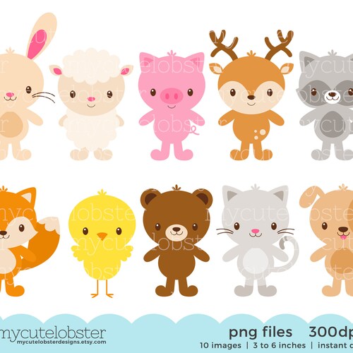 Forest Friends Clipart Set Clip Art Set of Animals Fox - Etsy