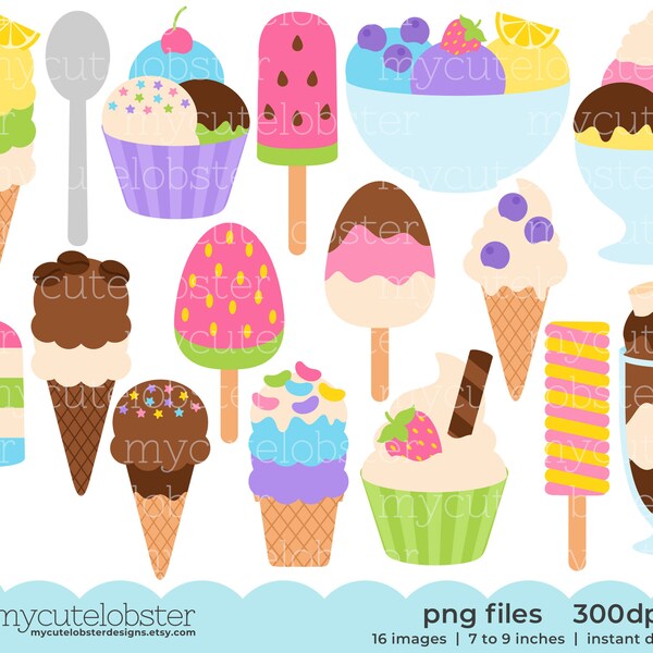 Ice Cream Clipart - Etsy