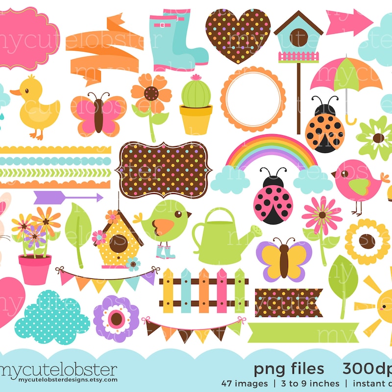 Welcome Spring Clipart - Etsy